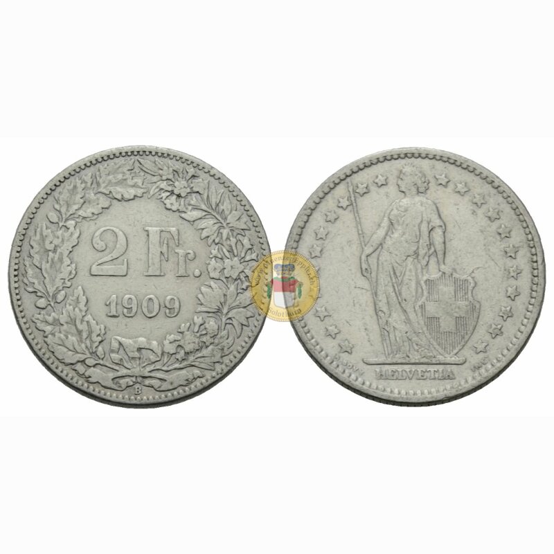 Schweiz 2 Franken 1909 B Stehende Helvetia