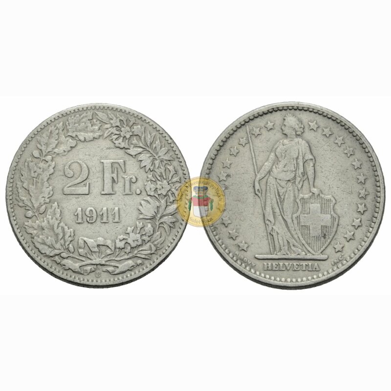 Schweiz 2 Franken 1911 B Stehende Helvetia