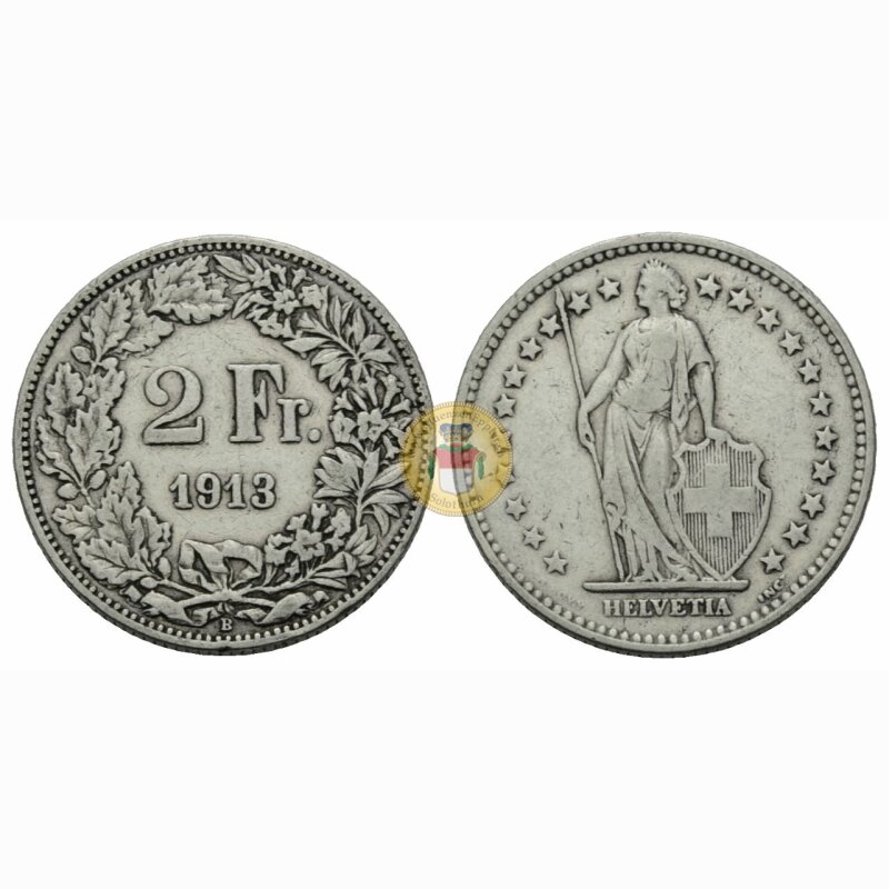 Schweiz 2 Franken 1913 B Stehende Helvetia