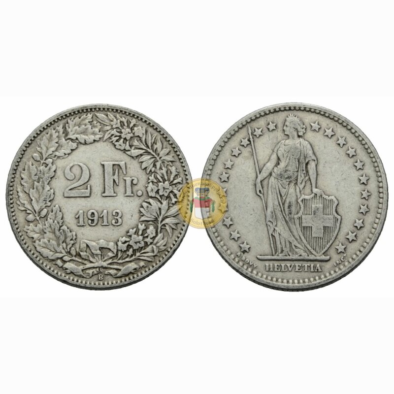 Schweiz 2 Franken 1913 B Stehende Helvetia
