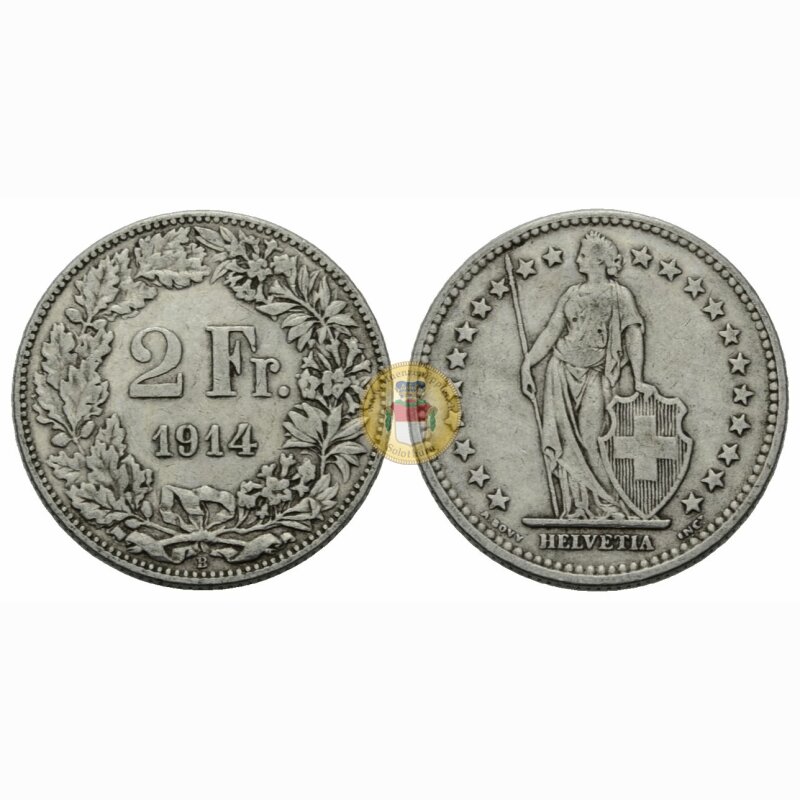 Schweiz 2 Franken 1914 B Stehende Helvetia