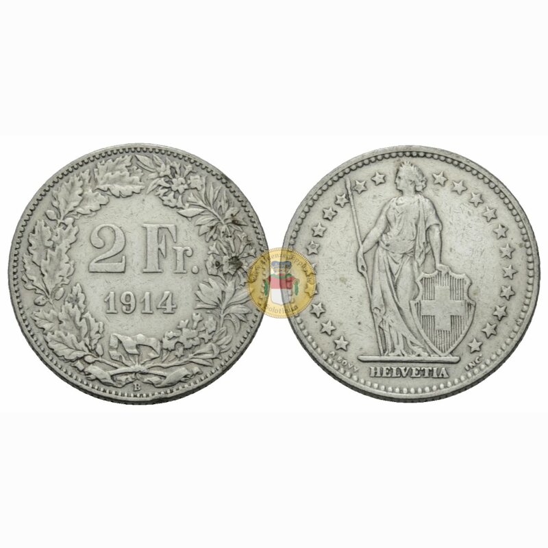 Schweiz 2 Franken 1914 B Stehende Helvetia