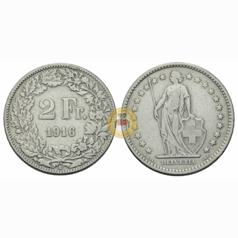 Schweiz 2 Franken 1916 B Stehende Helvetia