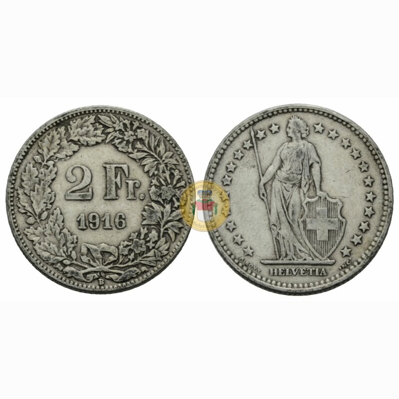 Schweiz 2 Franken 1916 B Stehende Helvetia