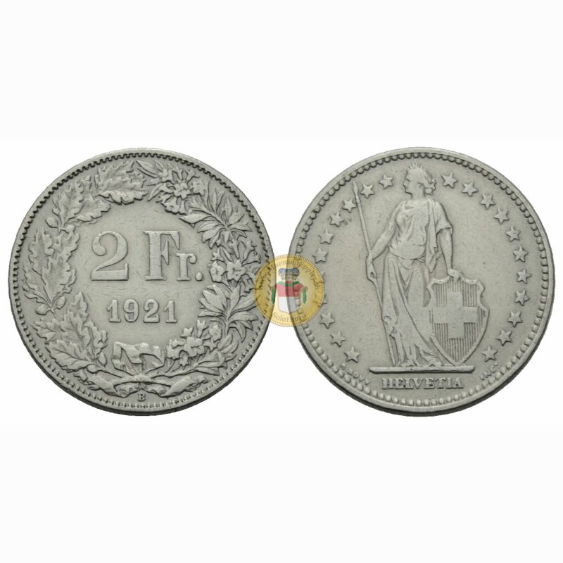 Schweiz 2 Franken 1921 B Stehende Helvetia
