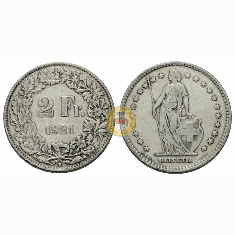 Schweiz 2 Franken 1921 B Stehende Helvetia