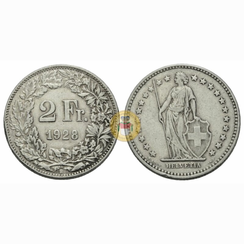 Schweiz 2 Franken 1928 B Stehende Helvetia